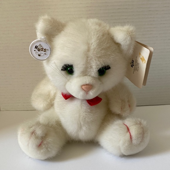 Russ | Toys | Nwt Vintage Russ Caress White Cat Red Bow Plush Stuffed ...